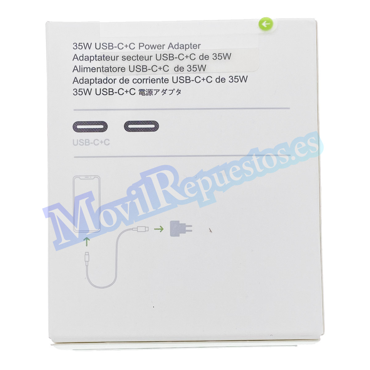 Cargador De Casa 35W USB Tipo-C+C Power Adapter para iPhone MHJE3ZM/A ...